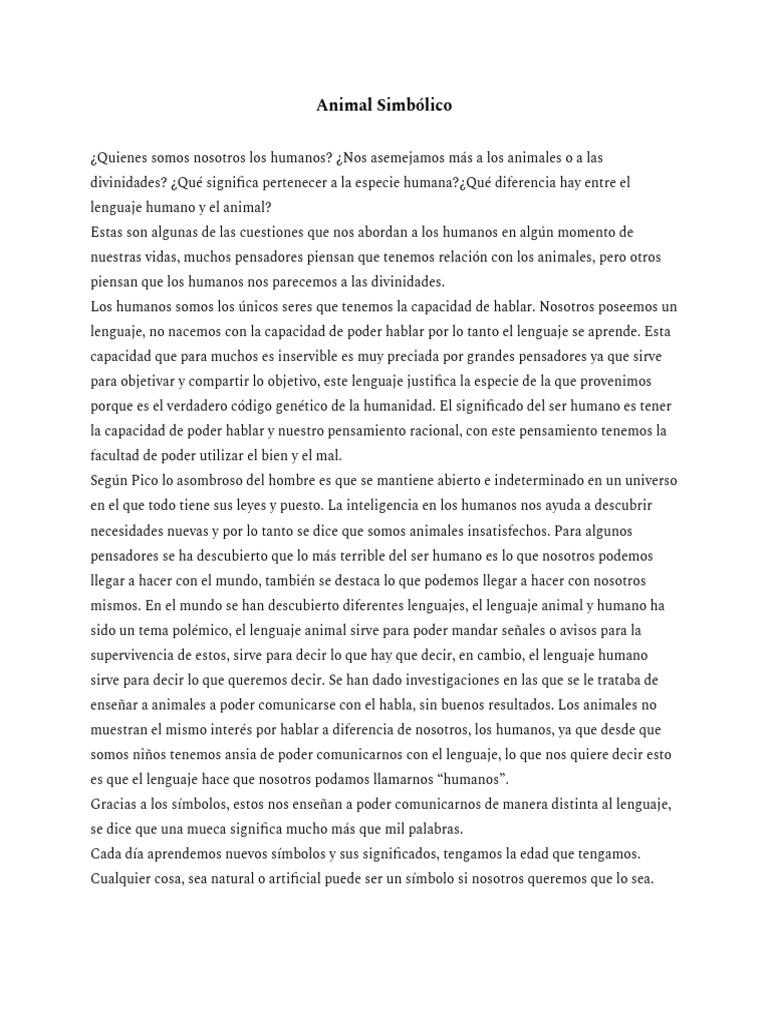 Animal Simbólico | PDF | Humano | Pensamiento