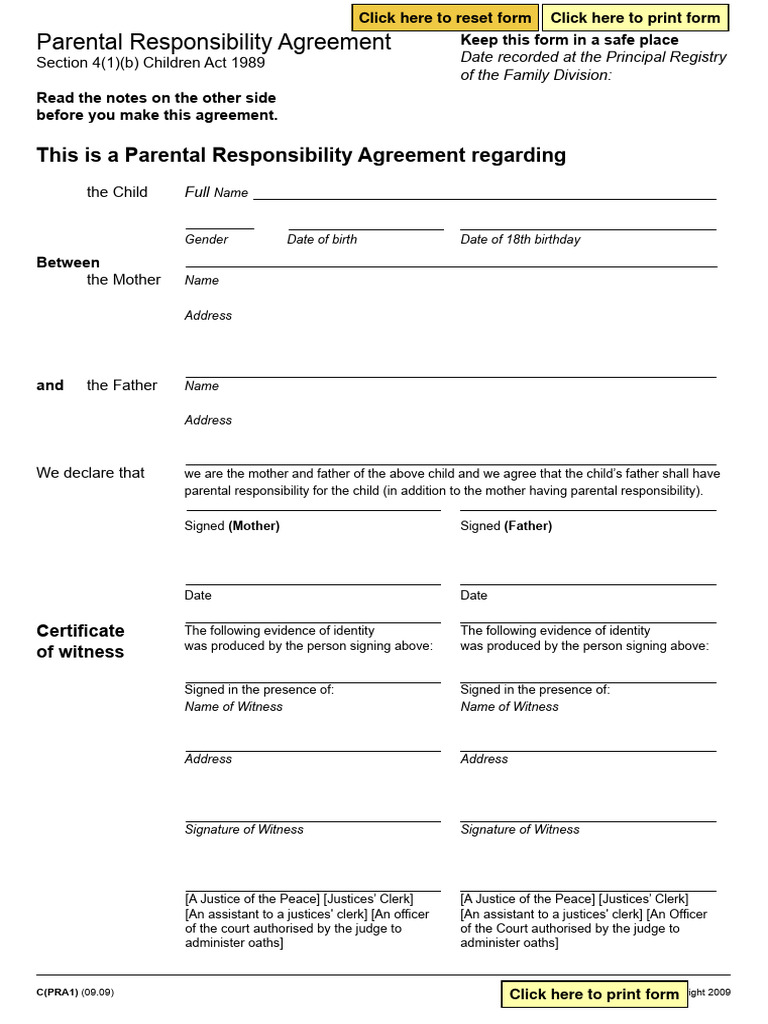 Parental Responsibility Agreement | PDF | Judge | Birth Certificate