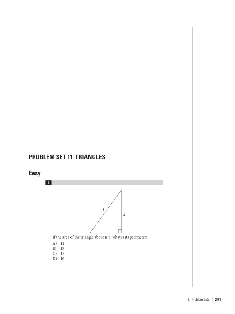 SAT Math Triangle Problems | PDF | Area | Triangle