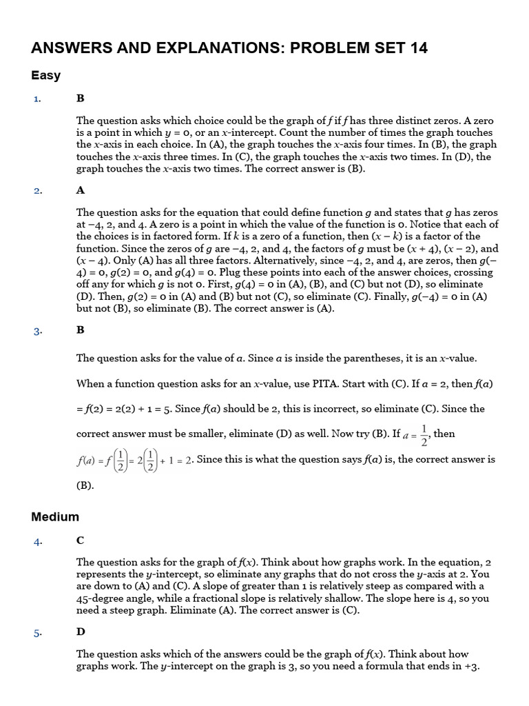 Digital SAT Math Problem Set 14 Answers and Explanations | PDF ... Digital SAT Math Problem Set 14 Answers and Explanations | PDF ...