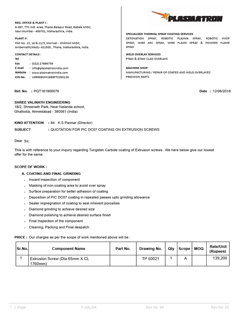Shree Valinath120618 | PDF | Mechanical Engineering | Chemical Substances