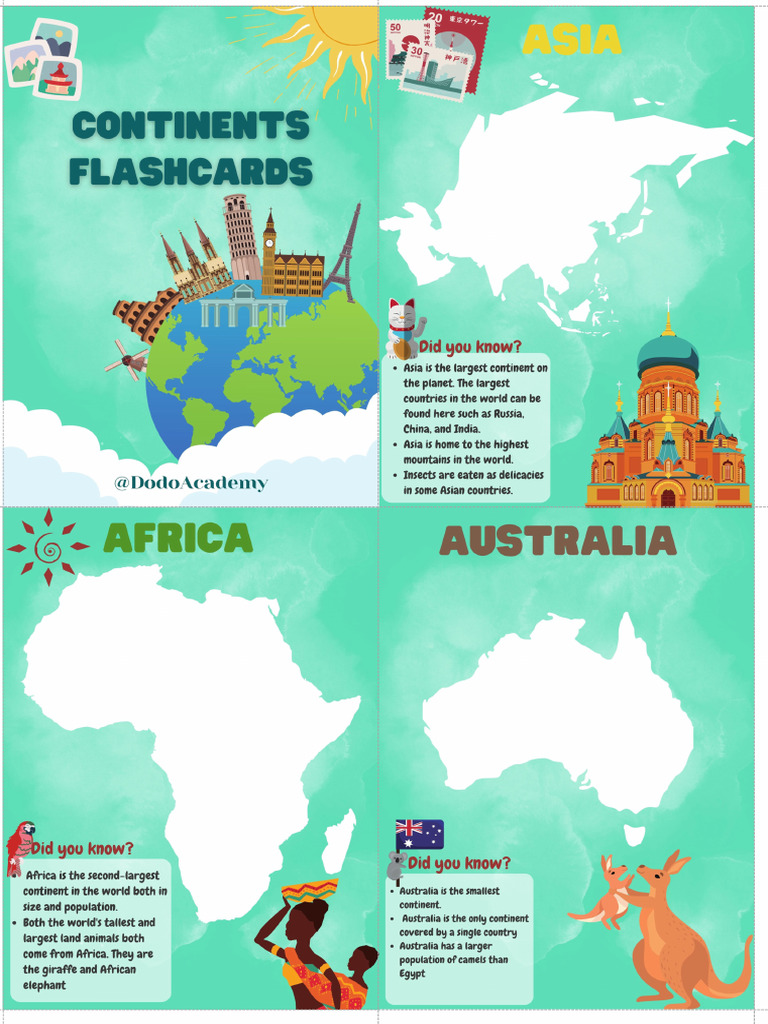 Continents Flashcards | PDF
