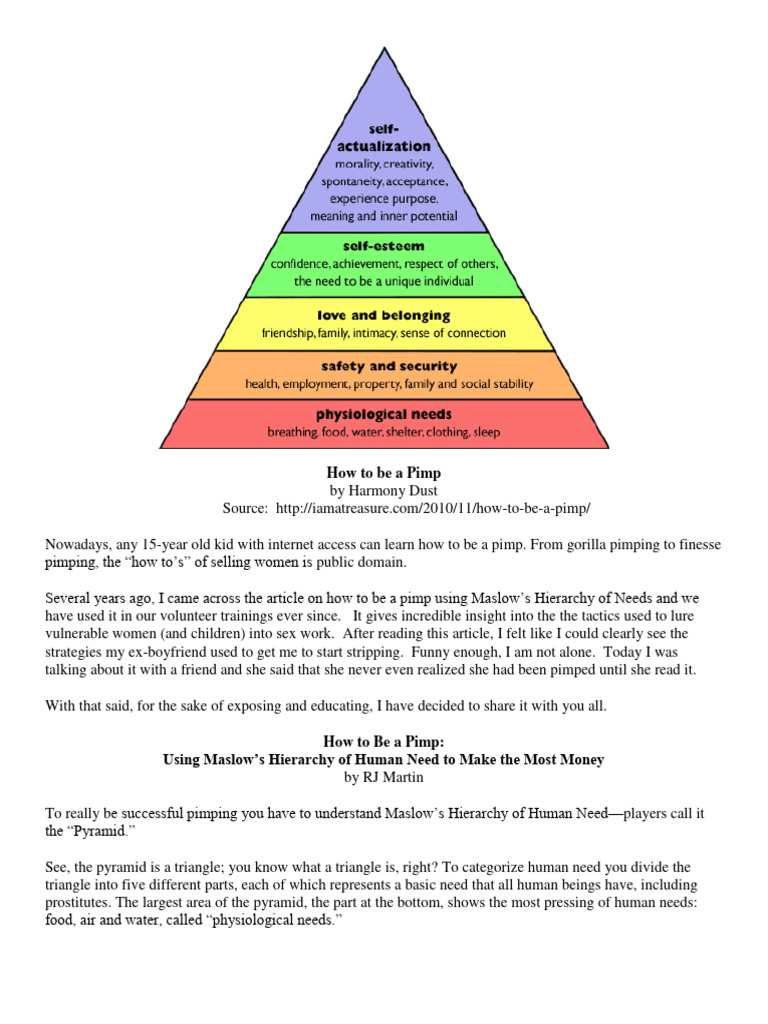 How To Be A Pimp Maslow | PDF | Procuring (Prostitution) | Prostitution