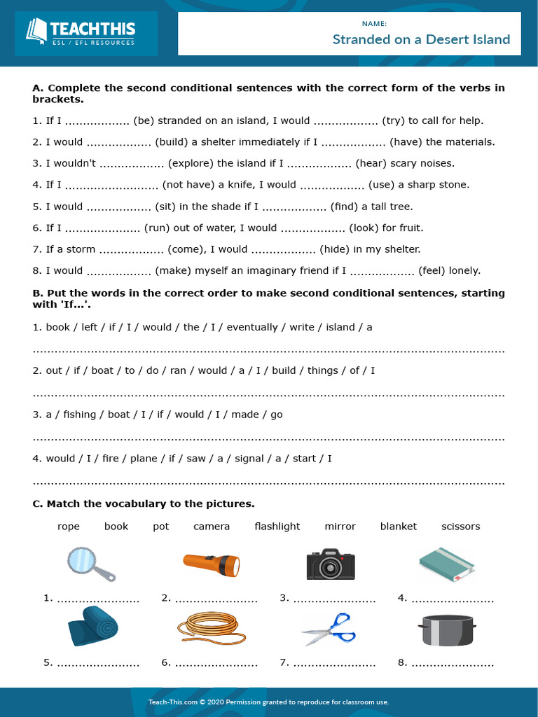 Stranded On A Desert Island Interactive Worksheet Pdf Linguistics