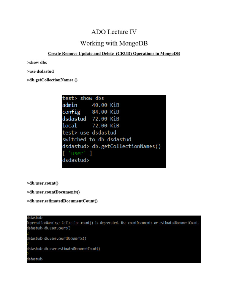 ADO - Lecture IV - Working With MongoDB | PDF | Database Index ... ADO - Lecture IV - Working With MongoDB | PDF | Database Index ...