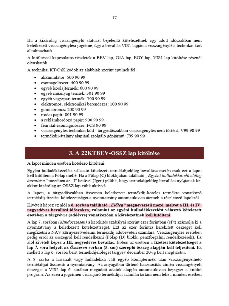 KT BEV Kitöltési Útmutató | PDF