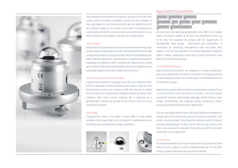 KippZonen - Brochure - Pyranometers 2 | PDF | Physical Sciences | Earth Sciences