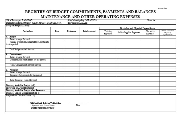Annex 1a - RBCPB-MOOE Blank Form | PDF