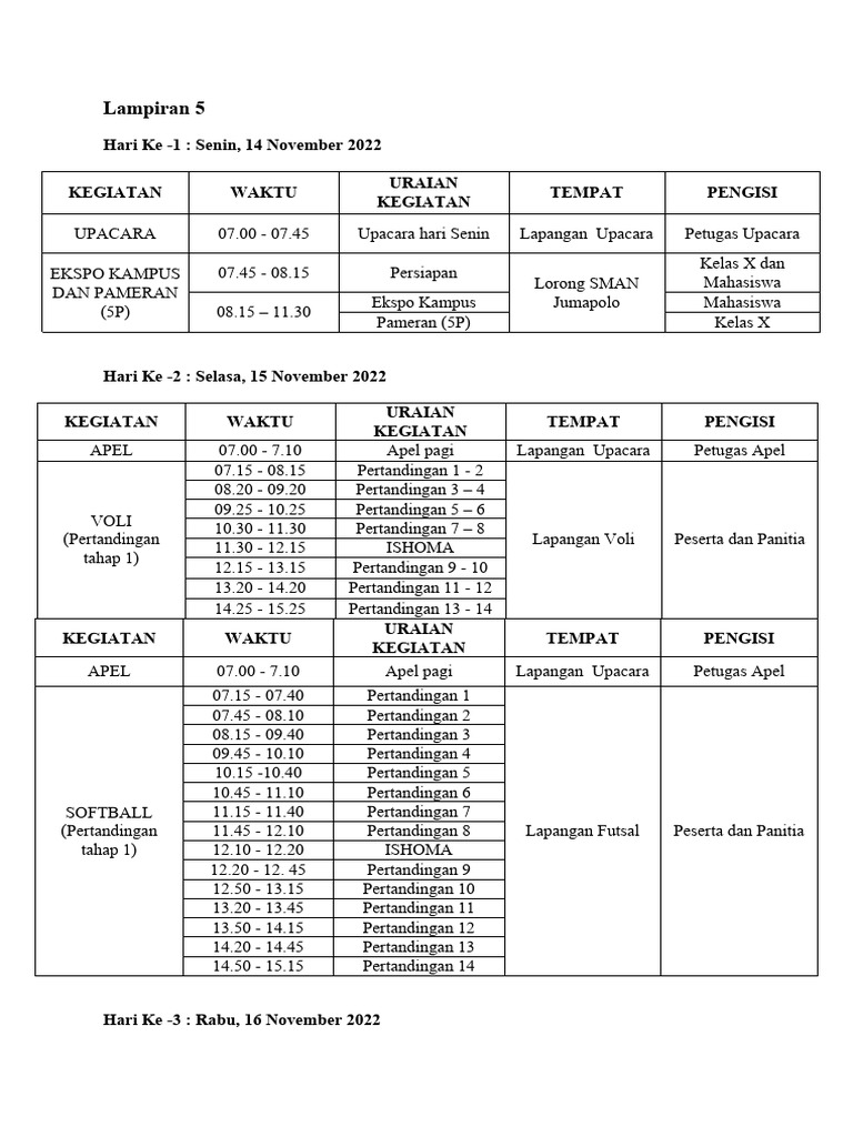 Jadwal Hut 38 | PDF
