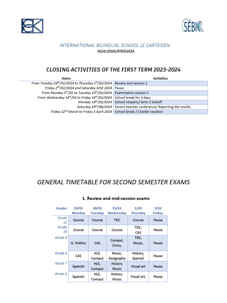 CLOSING ACTIVITIES OF THE First Term YEAR 2024 | PDF | Science