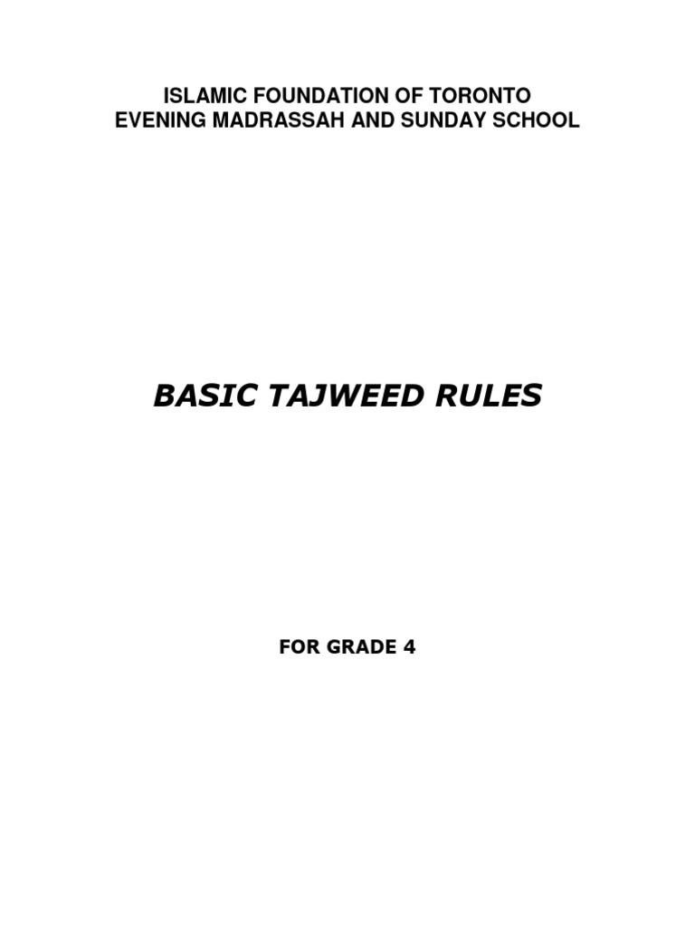 Basic Tajweed Rules For Grade 4 | PDF | Quran | Islam