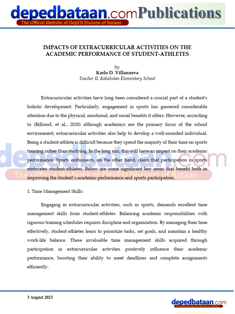 Impacts of Extracurricular Activities On The Academic Performance of ...