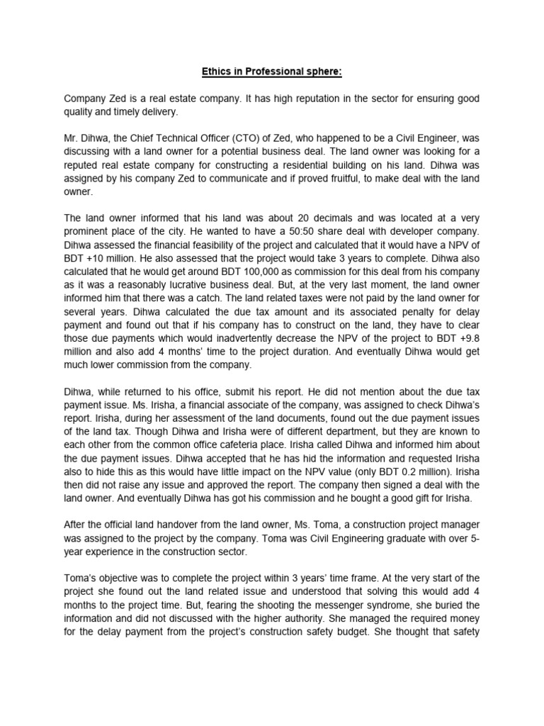 Professional Ethics Assignment | PDF