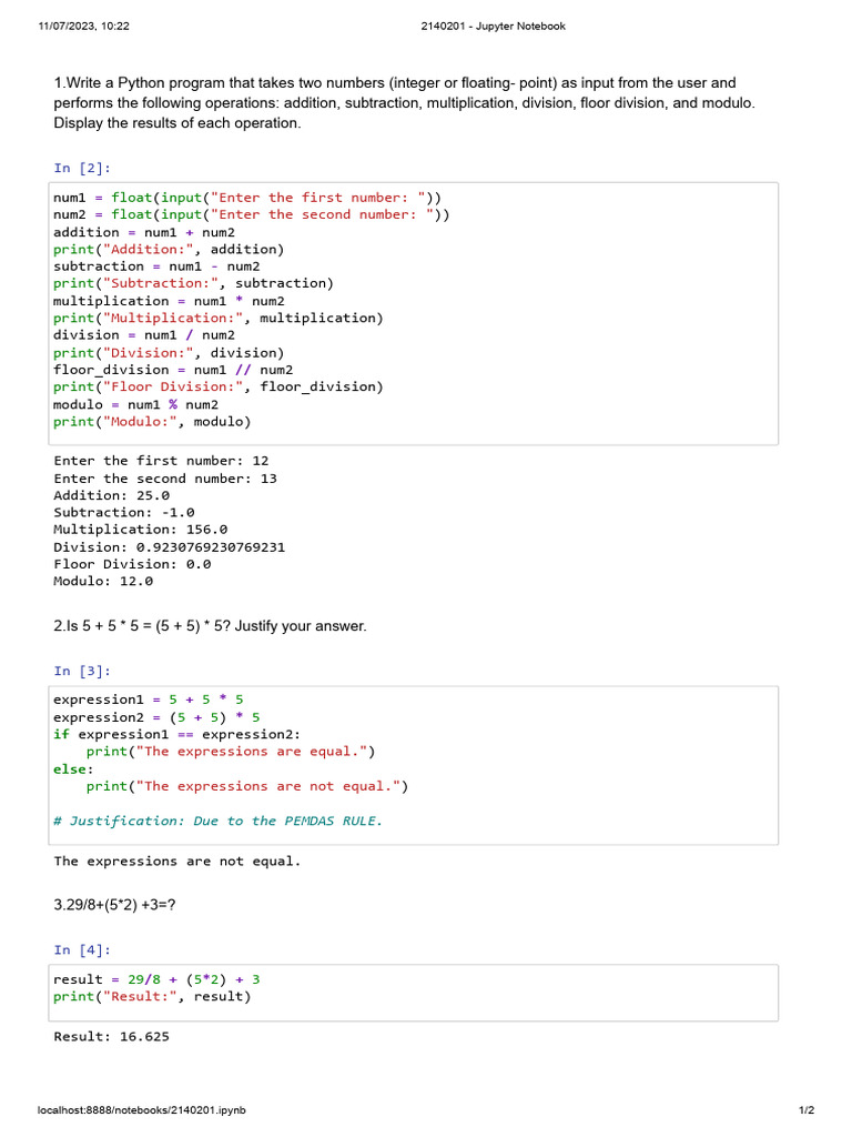 "Enter The First Number: " "Enter The Second Number: " "Addition:" "Subtraction ...