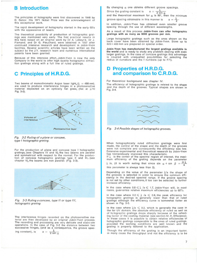Handbook Jobin Yvon Diffraction Grating P 7 A 21 | PDF