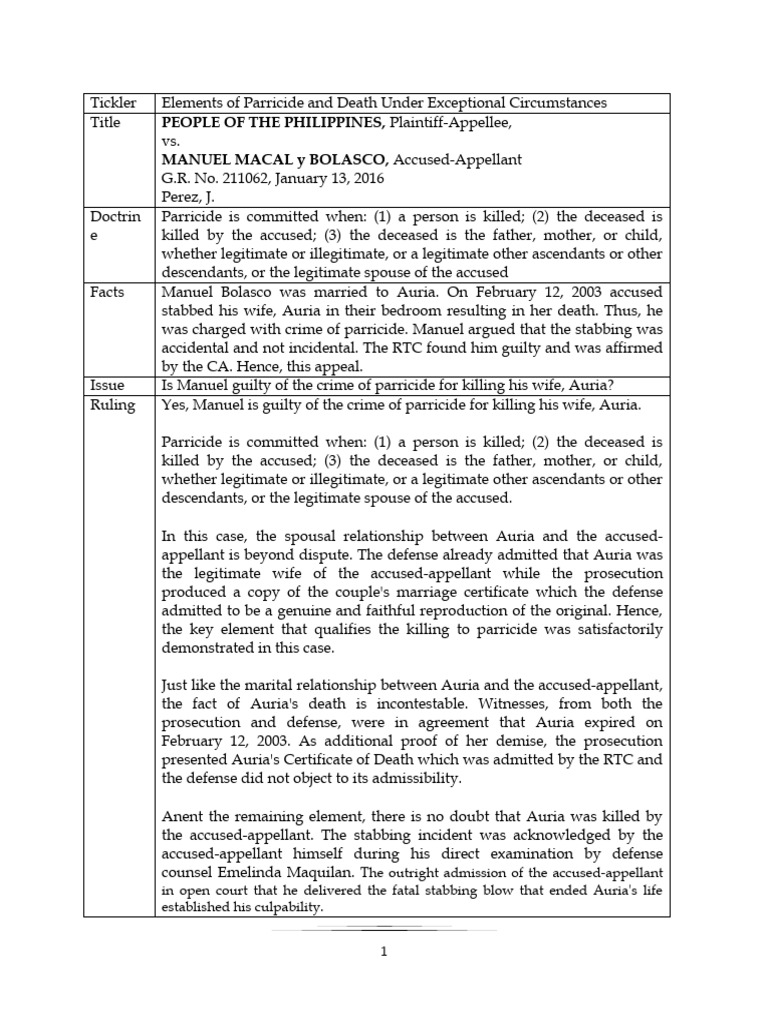 Legal Analysis of Parricide Cases | PDF | Murder | Confession (Law)