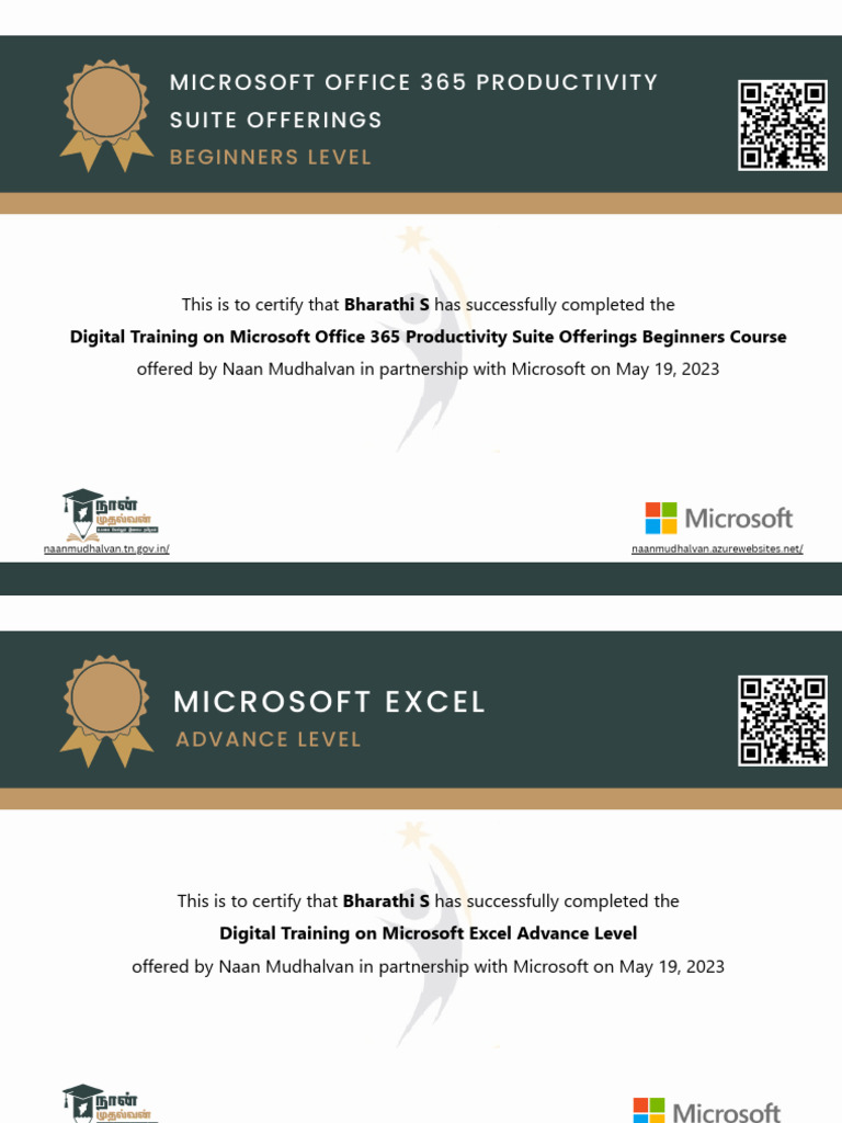 Naan Mudhalvan Microsoft Training Certificates | PDF | Windows Text ...