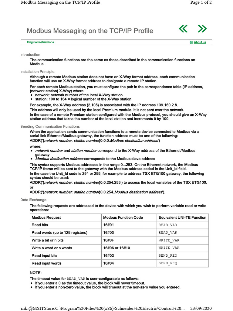 Modbus Messaging On The TCP-IP Profile | PDF | Computer Network | Internet Protocol Suite