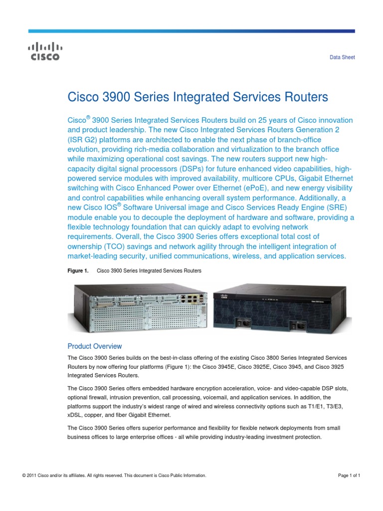 Data - Sheet - Cisco 3900 Series Integrated Services Routers | Cisco ...