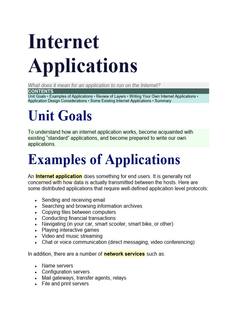 Internet Application | PDF | Port (Computer Networking) | Network Socket