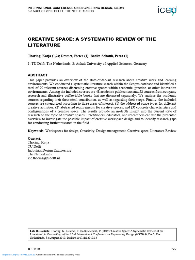 Creative Space A Systematic Review of The Literature | PDF | Theory ...