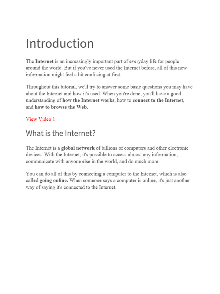 Introduction To Internet | PDF | Hyperlink | World Wide Web
