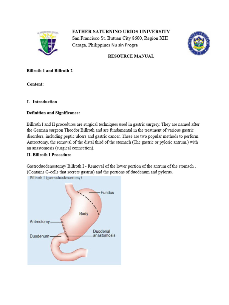 Billroth I vs II Surgical Procedures | PDF | Stomach | Causes Of Death