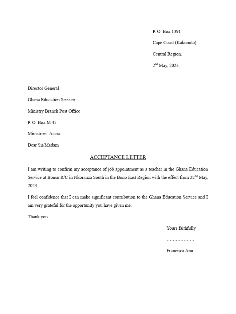 Acceptance Letter | PDF