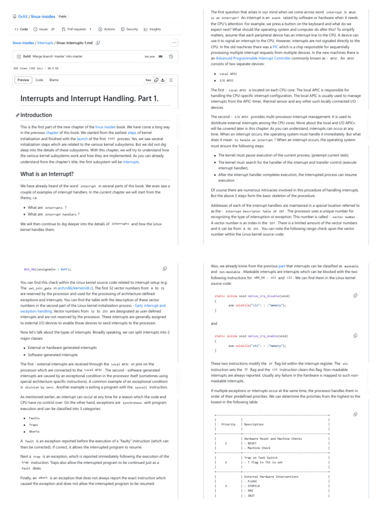 Linux Insides Interrupts Linux Interrupts 1 Pdf Computer Hardware Computing