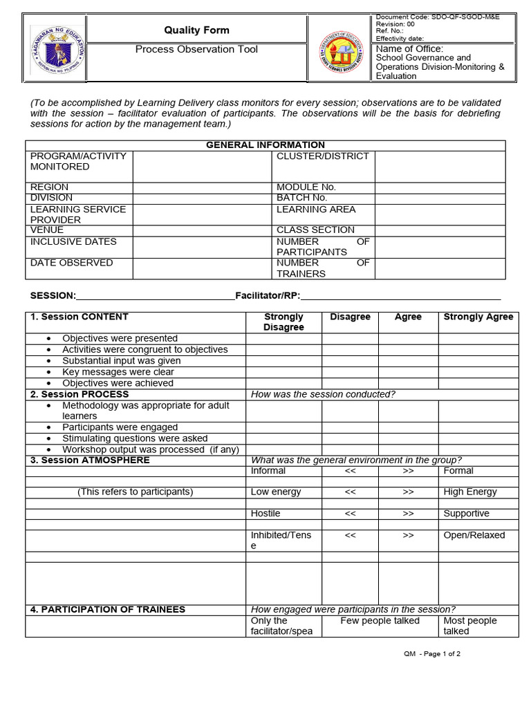 School Session Observation Tool | PDF | Learning | Human Communication