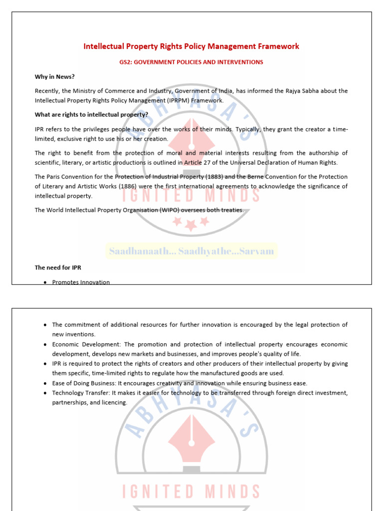 Intellectual Property Rights Policy Management Framework | PDF ...