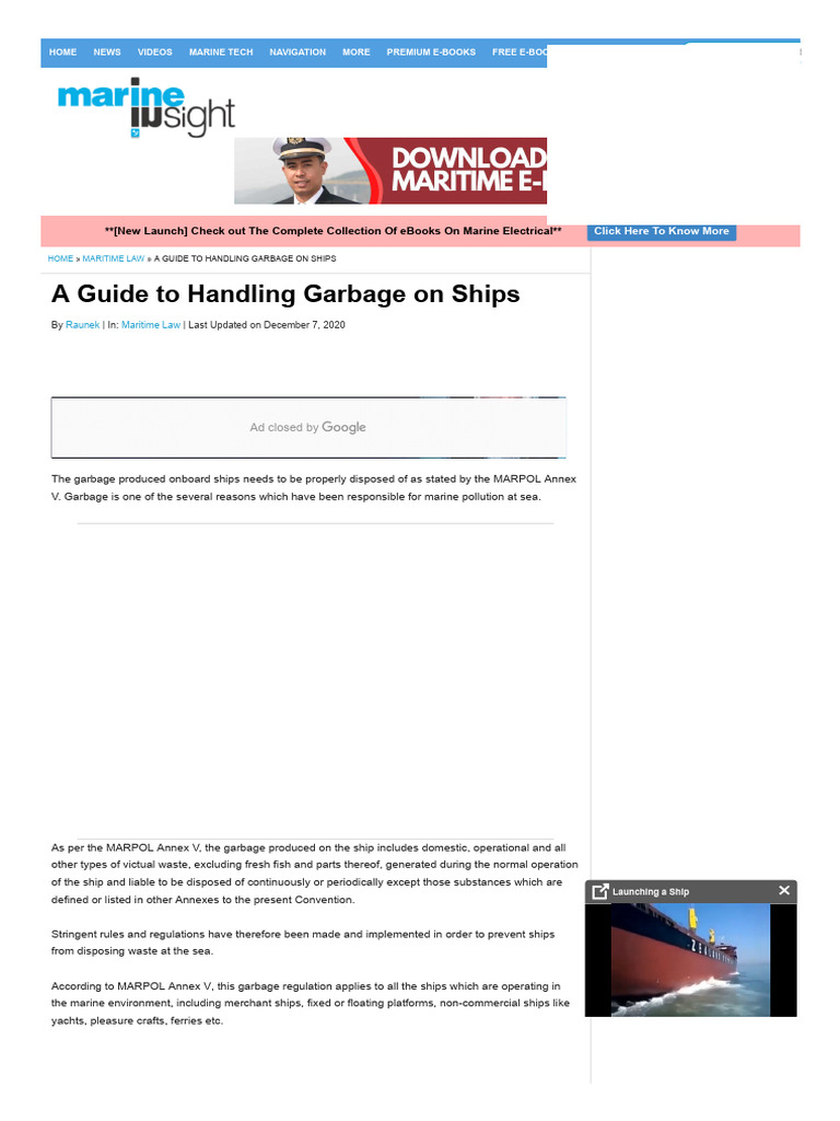 A Guide To Handling Garbage On Ships | PDF | Ships | Municipal Solid Waste