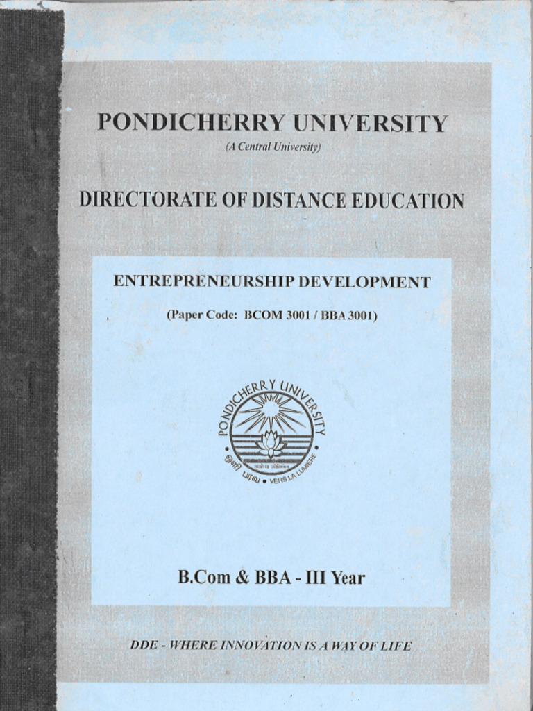 Entrepreneurship Development Notes | PDF