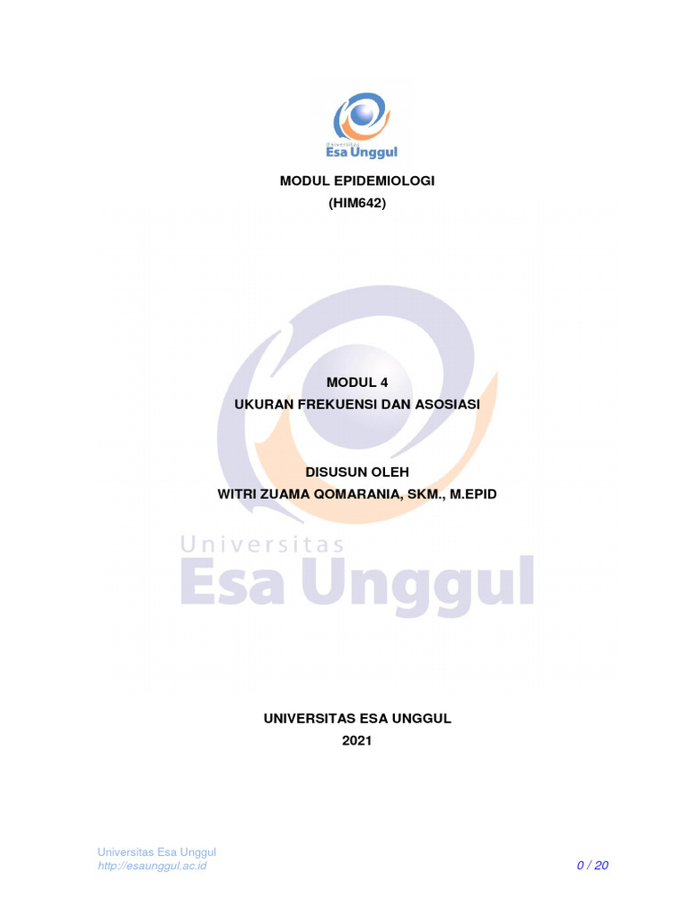 Modul 4 Ukuran Frekuensi Dan Asosiasi - 2021 | PDF | Sains & Matematika