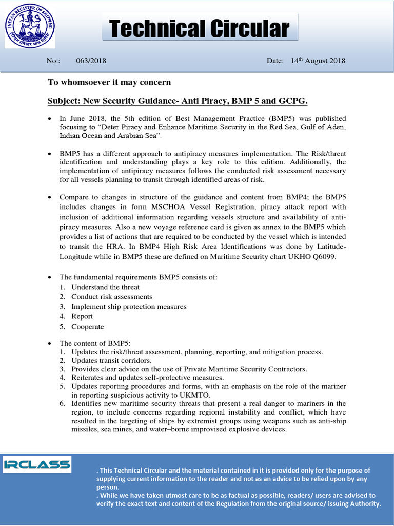 Technical Circular No 63 | PDF | Water Transport