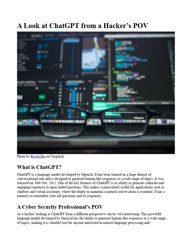 A Look at ChatGPT From A Hacker's POV | PDF | Security | Computer Security