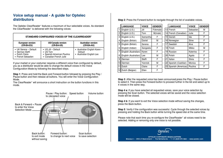 Clear Reader Voice Setup | PDF | English Language | Languages