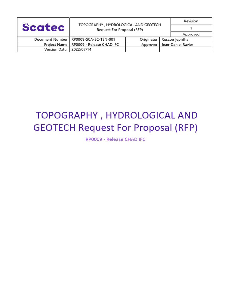 TOPOGRAPHY, HYDROLOGICAL AND GEOTECH Request For Proposal (RFP) - Final ...