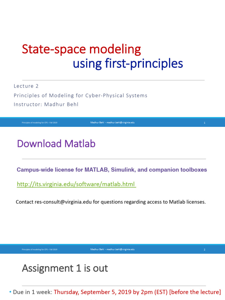 Lecture 2 State Space Modeling Download Free Pdf Ordinary Differential Equation