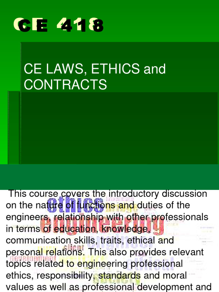 Intro To CE Laws | PDF | Morality | Engineer