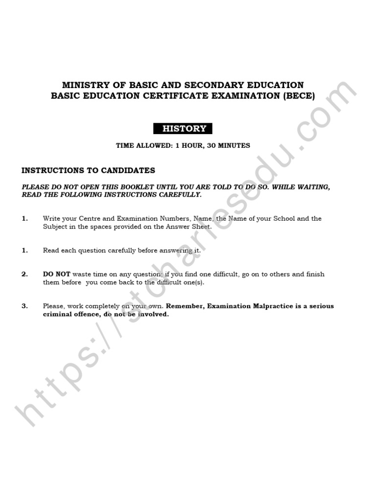 Bece History Past Questions and Answer PDF Download Free | PDF | Nigeria