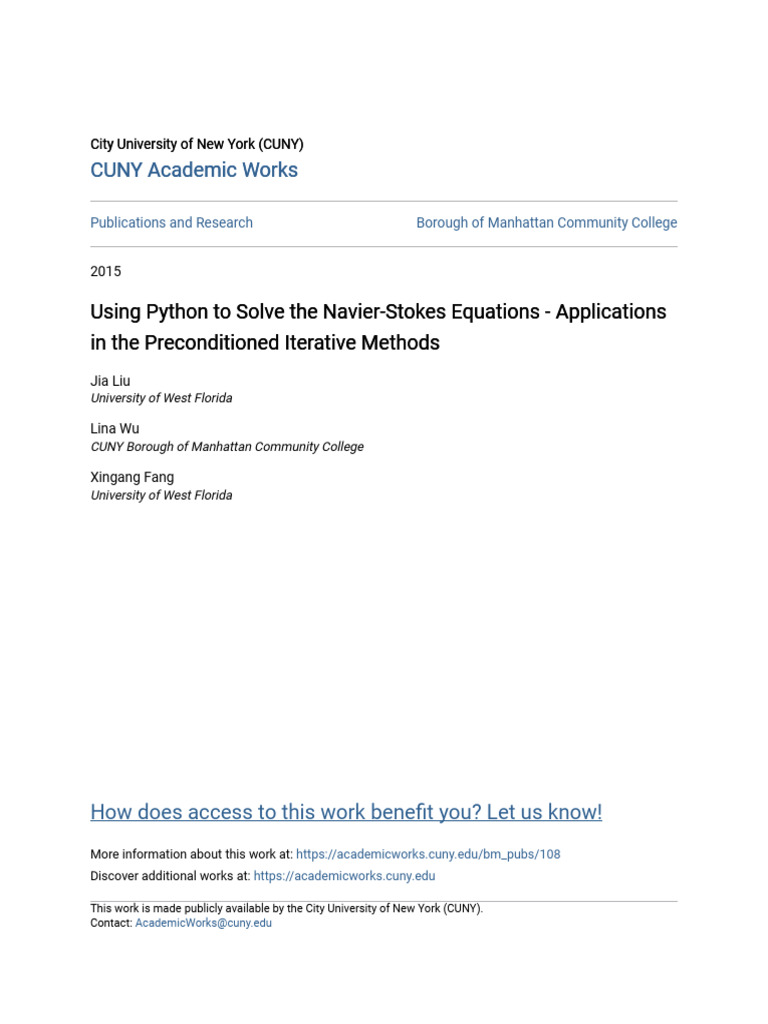 Using Python To Solve The Navier-Stokes Equations - Applications | PDF | Numerical Analysis ...