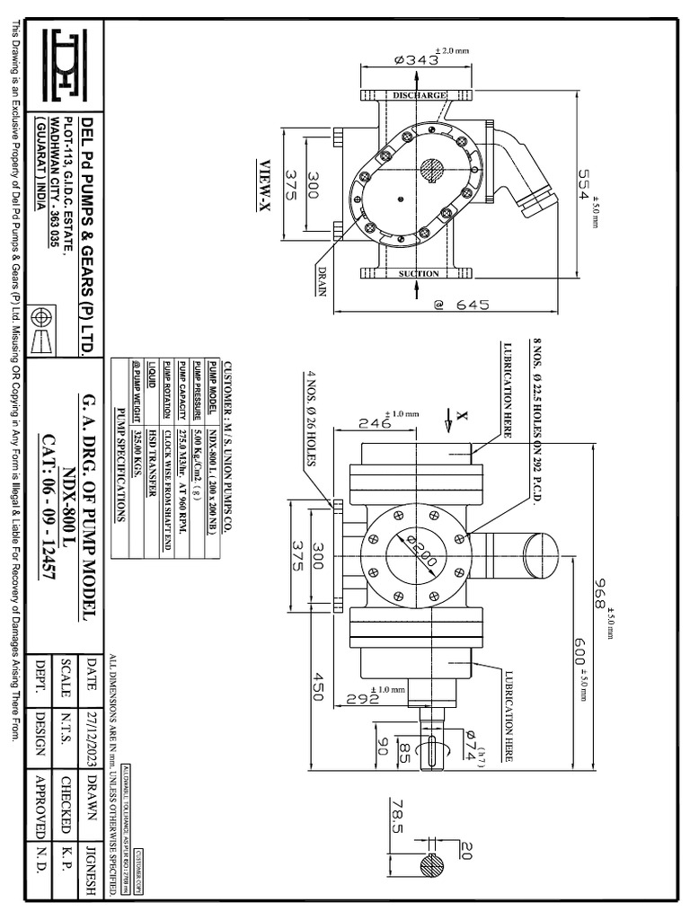 Bare Pump Ndx-800 L) - Bare Pump Ndx-800 L Model (1) .PDF Ga Drawing | PDF