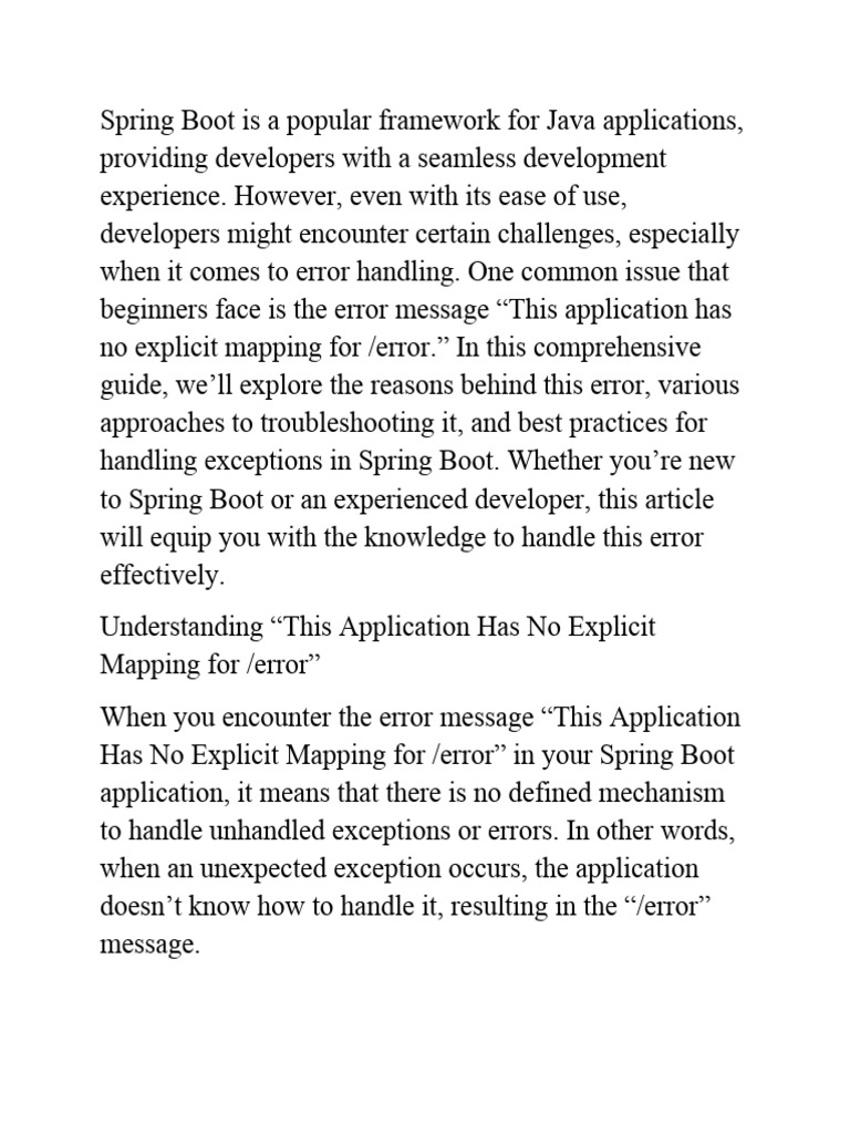 Exception Handling SpringBoot | PDF | Networking | Internet & Web