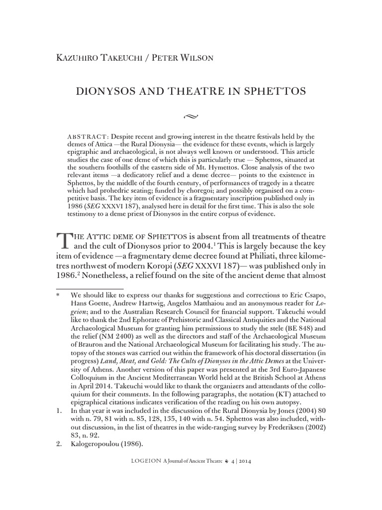 TAKEUCHI, WILSON, Logeion 4. 2014 | PDF | Epigraphy | Dionysus
