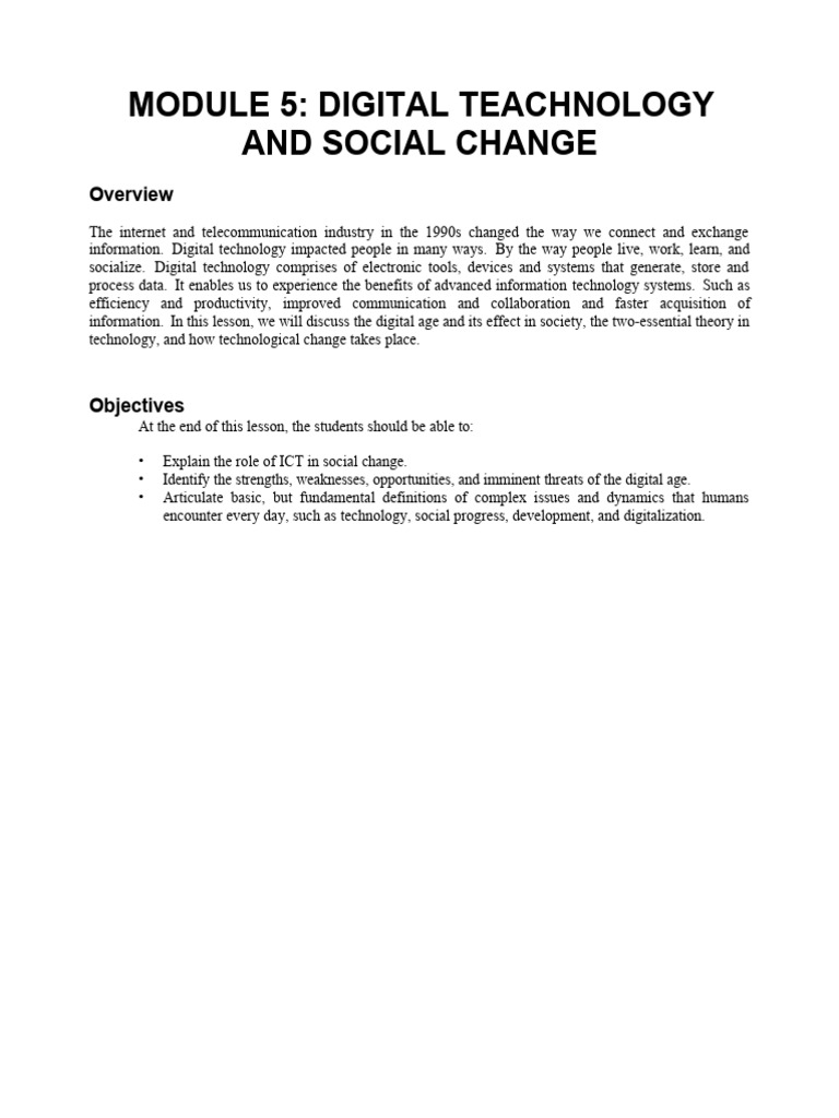 Module 5-Digital Teachnology and Social Change | Download Free PDF ...