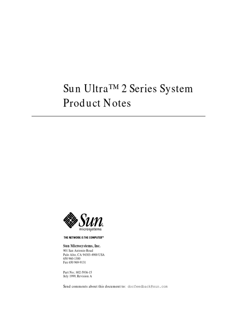 Sun Ultra 2 Series System Product Notes 802-5936-15 | PDF | Electrical ...