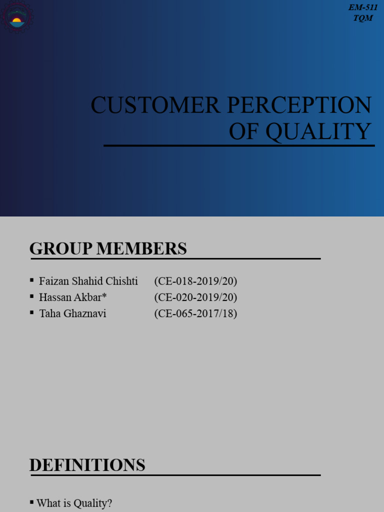 Customer Perception of Quality - Presentation | PDF | Quality ...