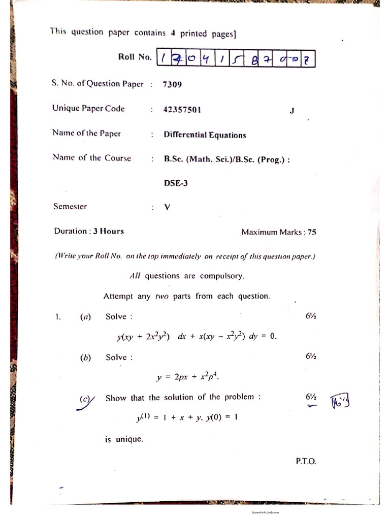 Differential Eq Pyq-1 | PDF