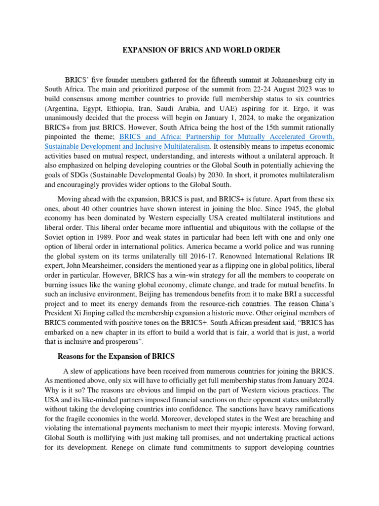 Brics Expansion | PDF | International Relations | Economies